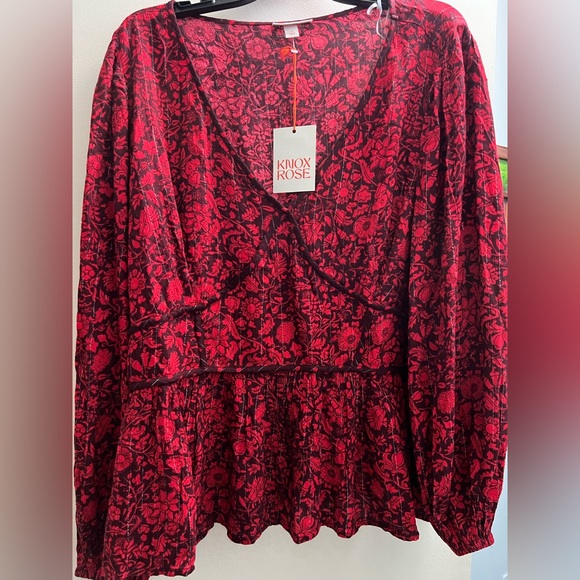 Knox Rose | Tops | Knox Rose Red Boho Top 2x | Poshmark
